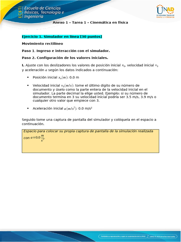 Anexo 1 - Tarea 1 Ejercicios Cinem | PDF | Velocidad | Aceleración