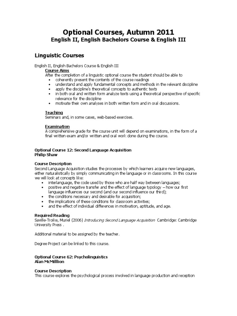 Optional Courses HT11 Ver Aug | Download Free PDF | Second Language ...