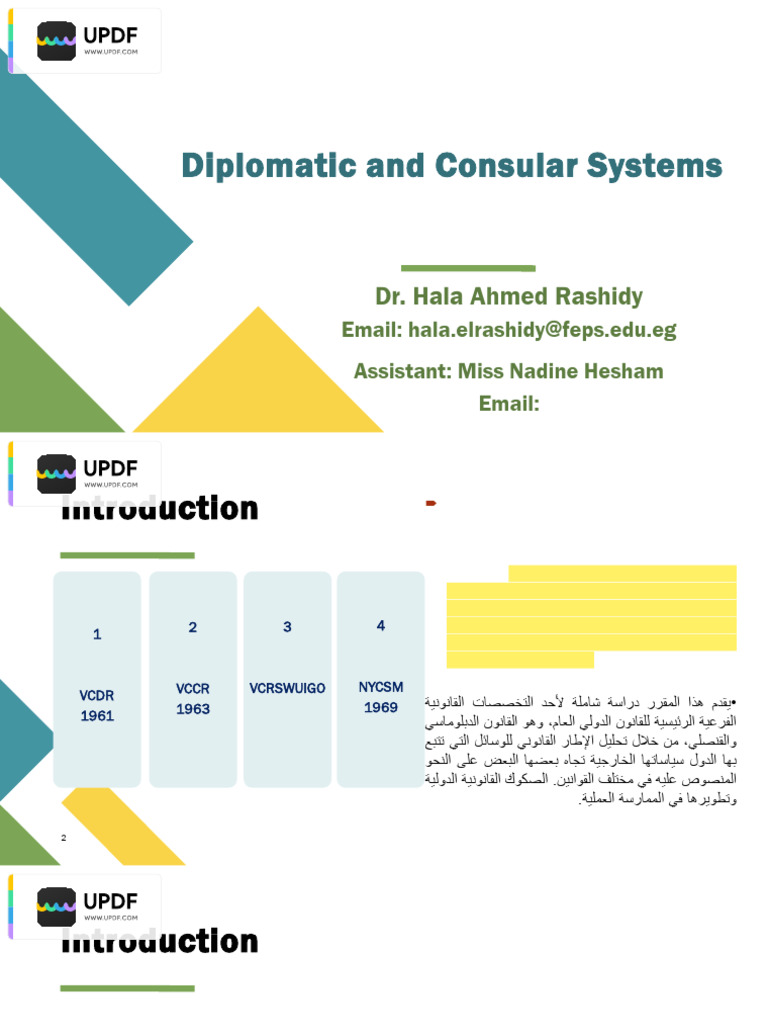 Diplomatic and Consular Systems: Dr. Hala Ahmed Rashidy | PDF