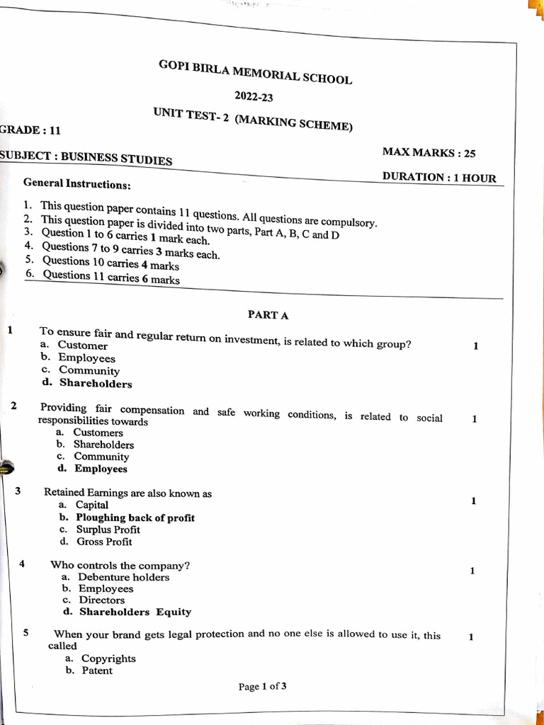 Business Studies Questions and Answer Key | PDF | Economies | Business