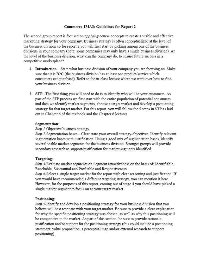 Guidelines For Report 2 With Rubric | PDF | Marketing | Market Segmentation