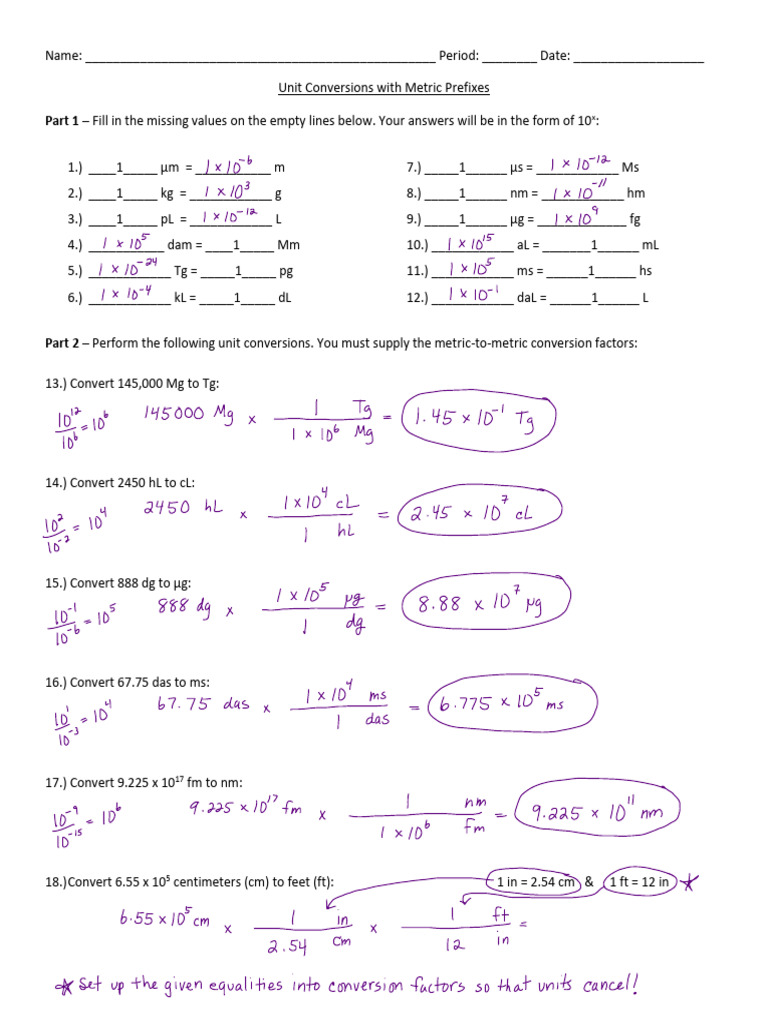 Conversions Notes Examples Answers | PDF | Teaching Methods & Materials ...