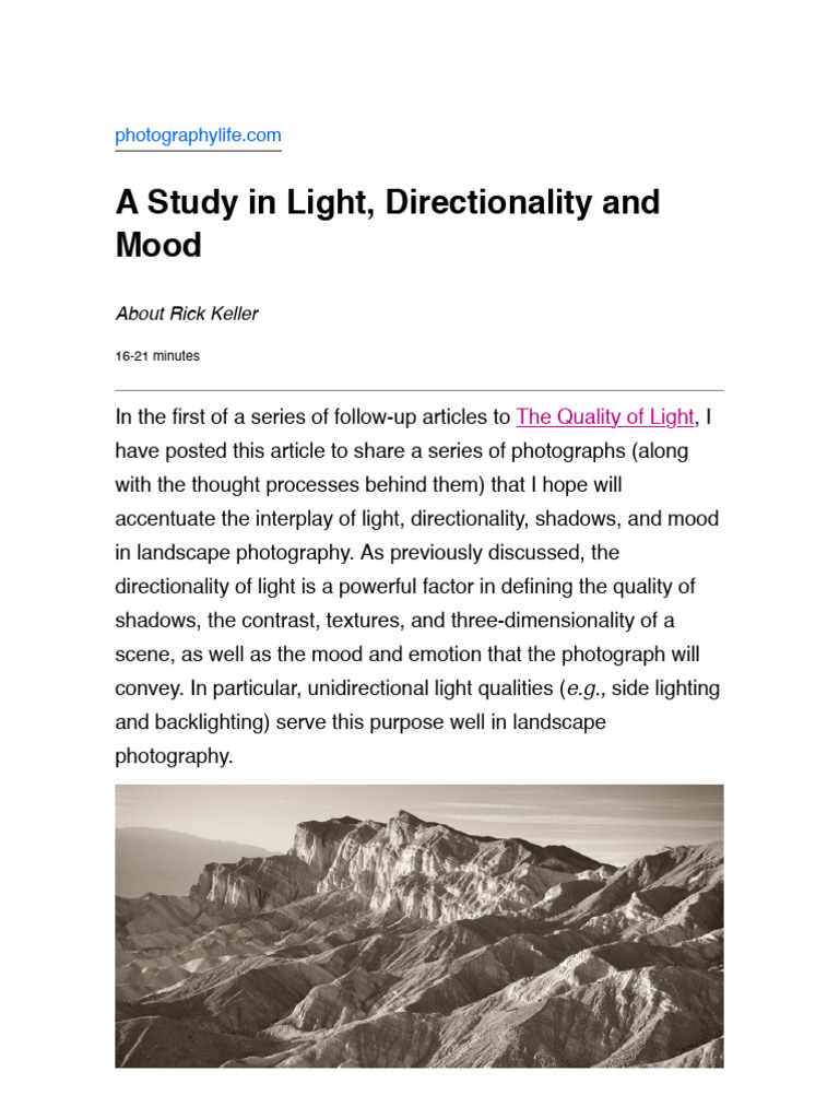 A Study in Light, Directionality and Mood | PDF | Shadow | Sky