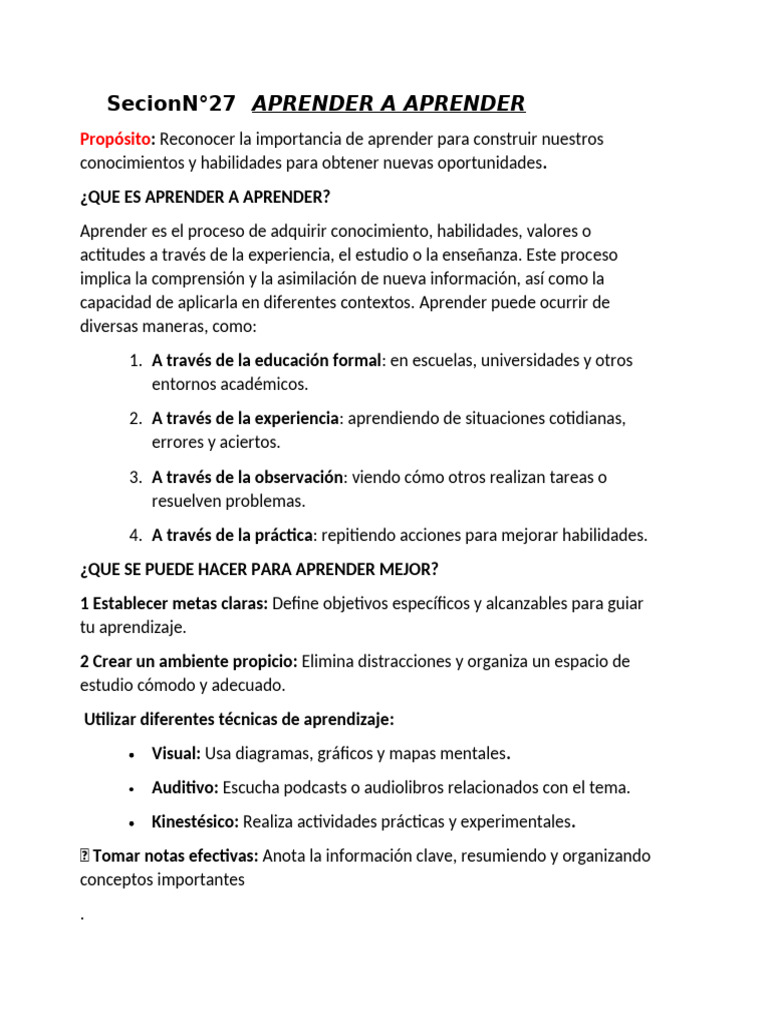 Aprender A Aprender 1 | PDF | Aprendizaje | Metacognición