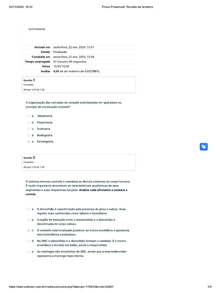 Prova Presencial Anatomia LLLLLLL | PDF