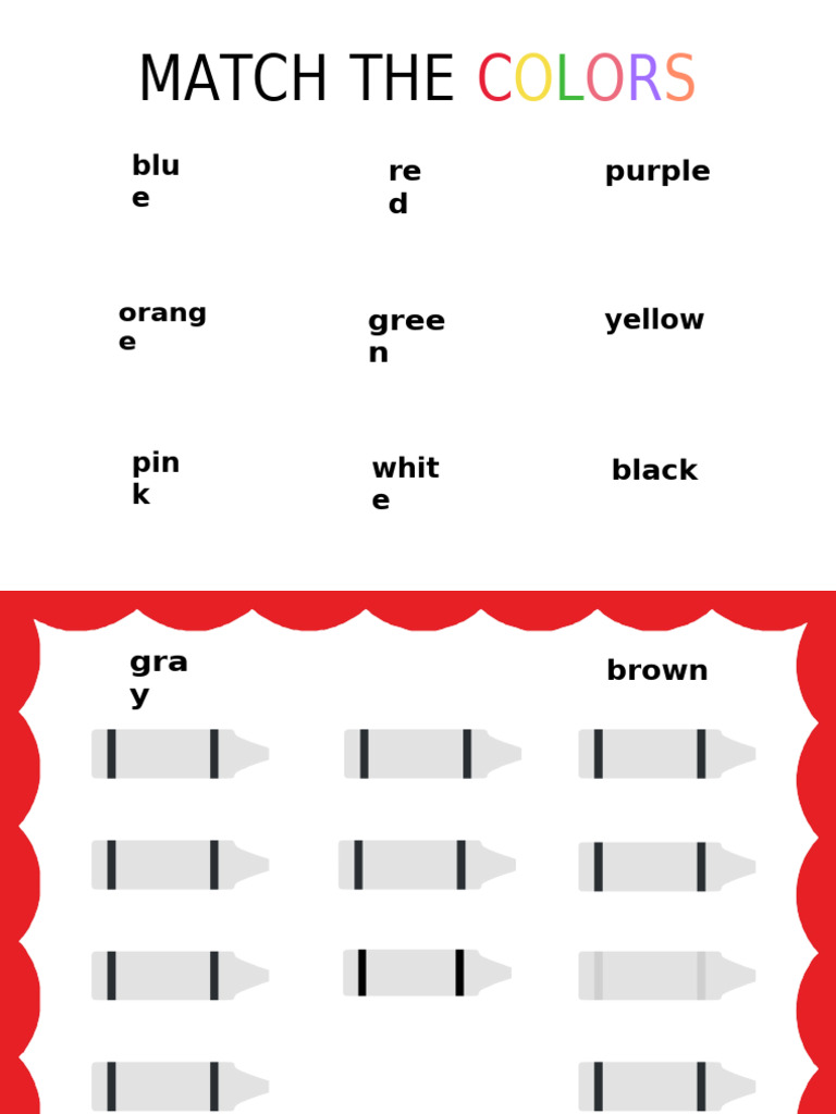Crayons Colors Match Worksheet KIDS | PDF