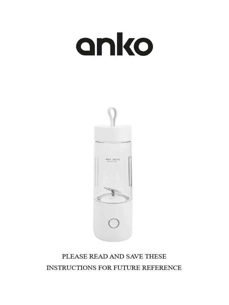 Anko 43152803 Owners Manual | PDF | Blender | Water