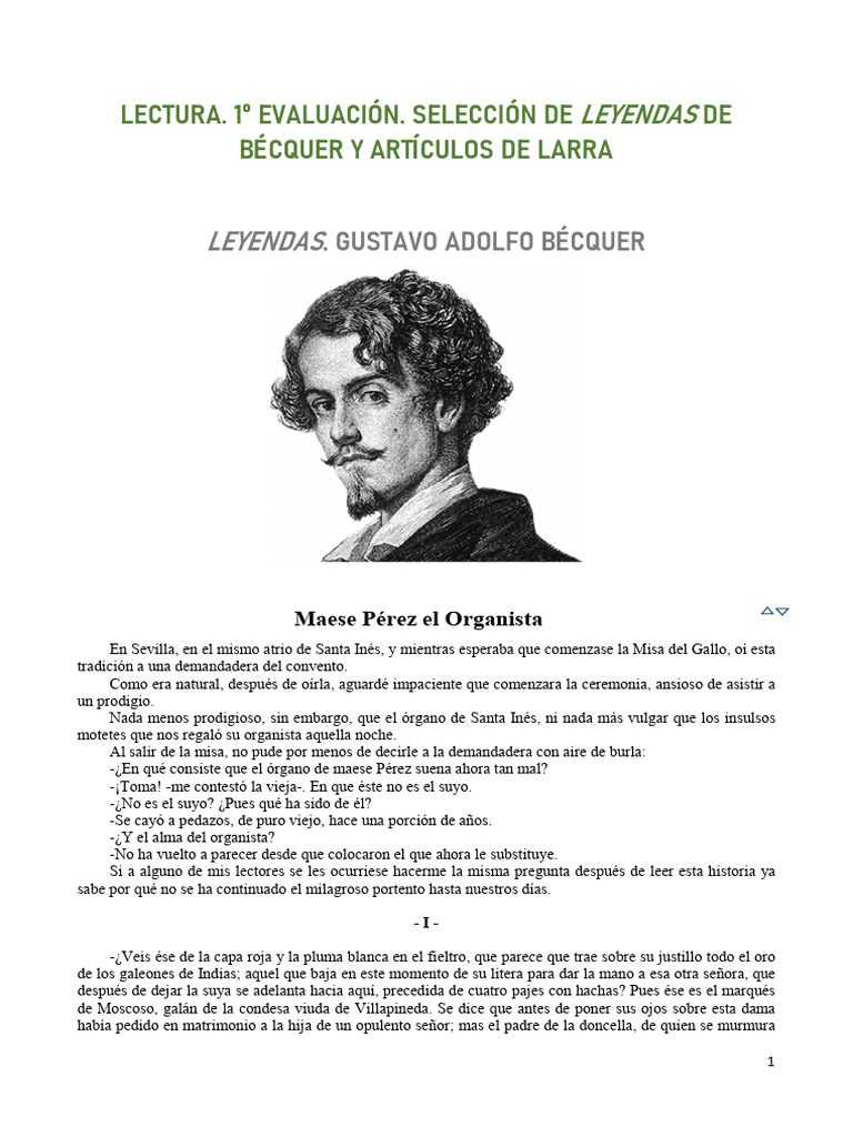 Leyendas de Bécquer y Artículos de Larra. Seleccionadas | PDF | Verdad