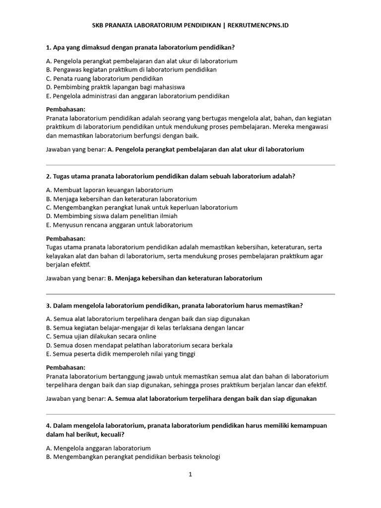 SKB Pranata Laboratorium Pendidikan | PDF