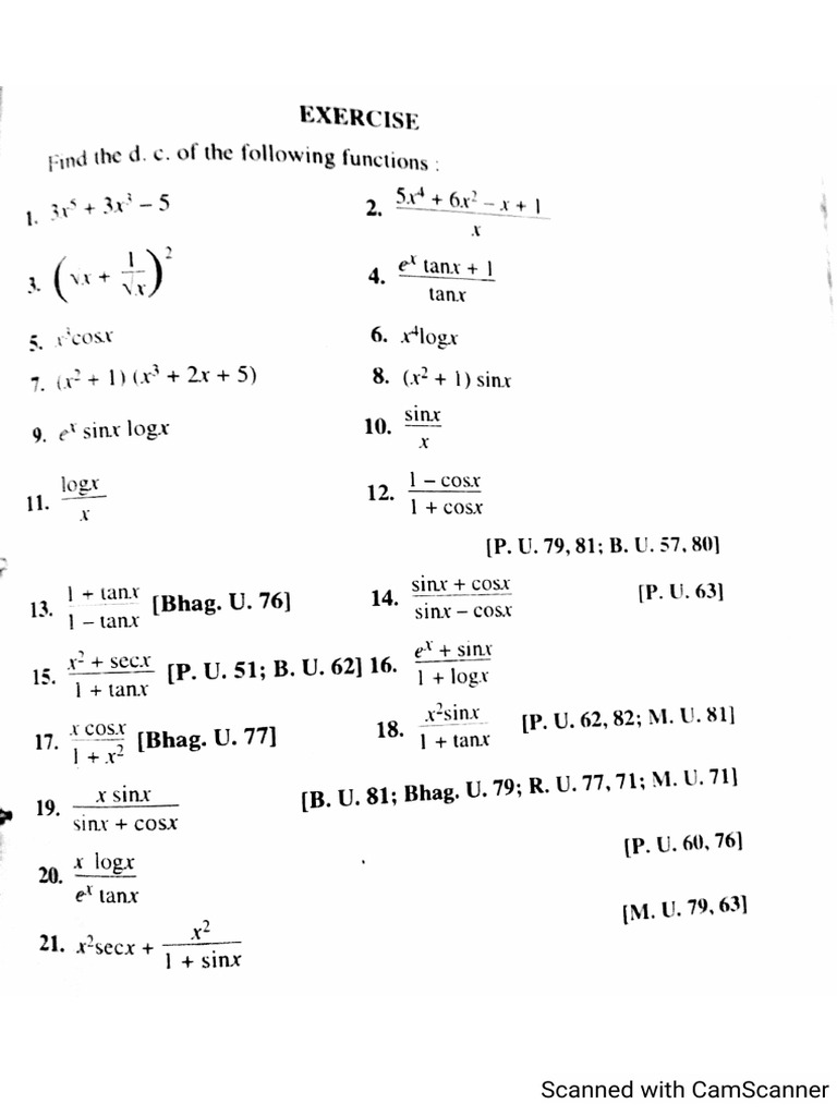 Assignment On Differentiation | PDF