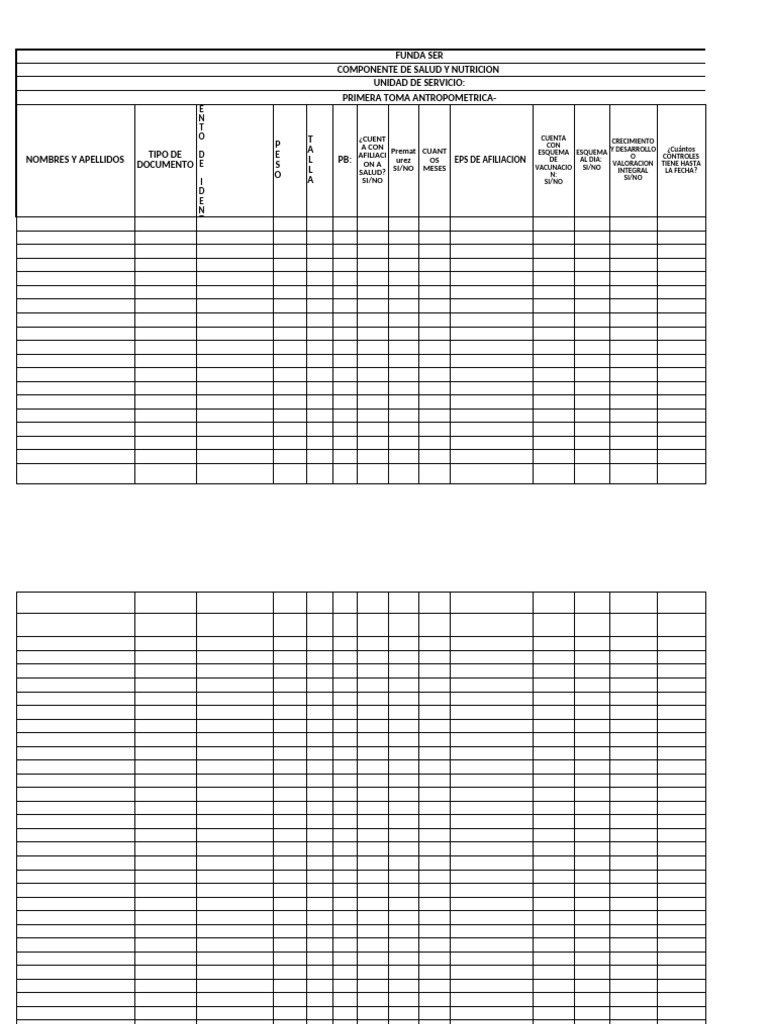 1platilla de Datos Antropometricos | PDF
