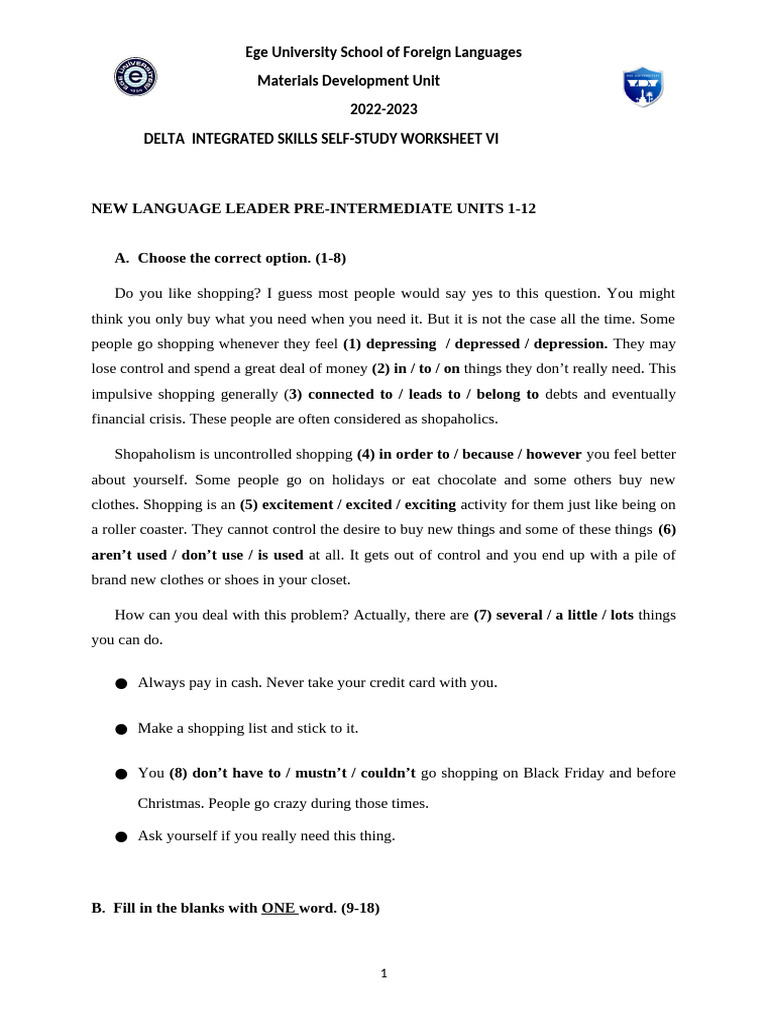 Delta Is Self-Study Worksheet Vi | PDF | Zoo | Climate Change