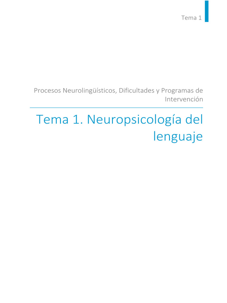 Tema1 Neurolinguist | PDF | Neuropsicología | Neurolingüística