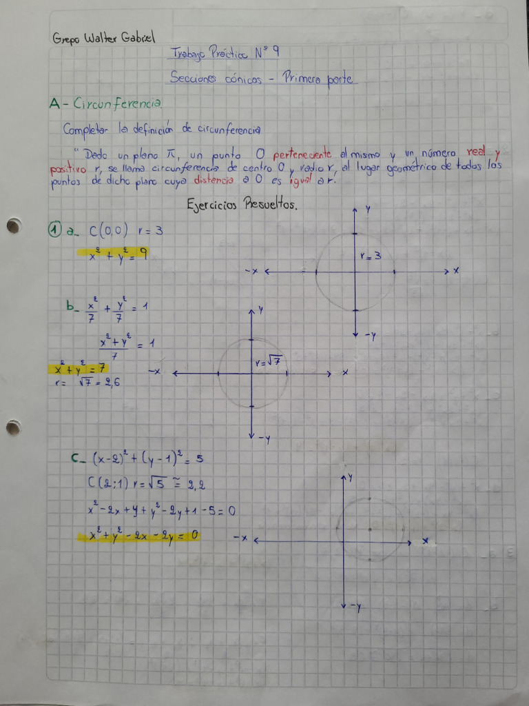 TP N9 - Conicas Circunferencia | PDF