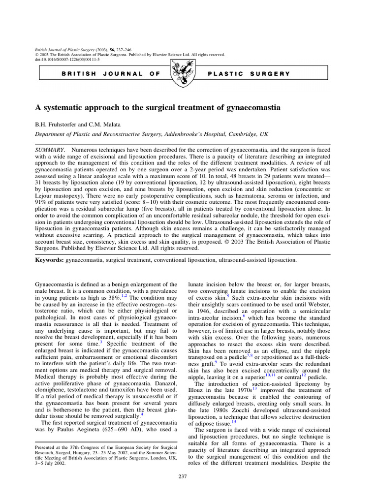 A Systematic Approach To The Surgical Treatment of Gynaecomastia | PDF ...