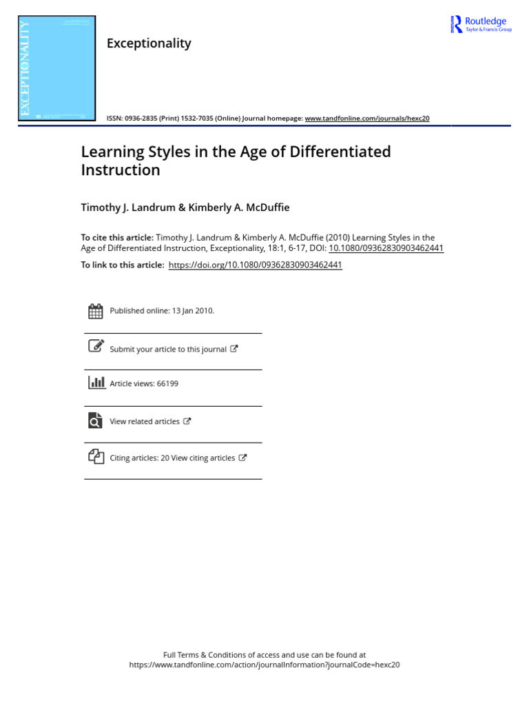 Learning Styles in The Age of Differentiated Instruction | PDF ...