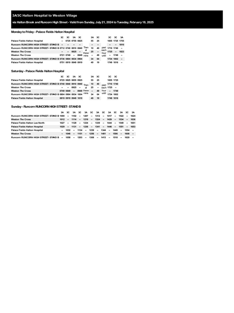 Runcorn Bus Timetable | PDF