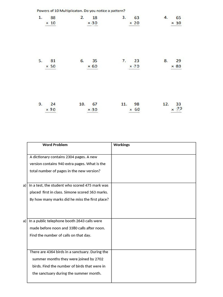Standard 3 Maths Multiplication | PDF