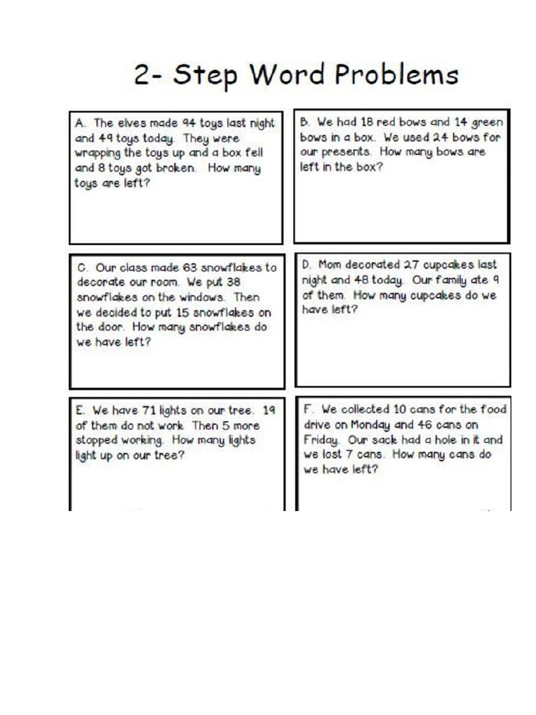 Standard 3 Two Part Math Word Problems | PDF