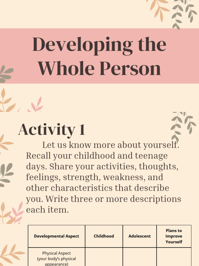 Developing The Whole Person | PDF | Career & Growth | Self-Improvement