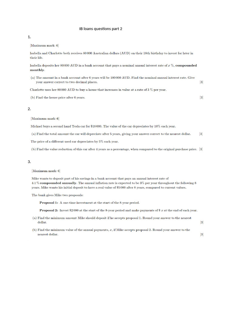 IB Loans Questions Part 2 | PDF