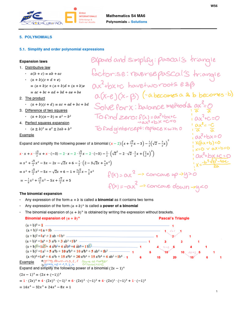 Polynomials: Expansion and Factorization Guide | PDF | Factorization ...