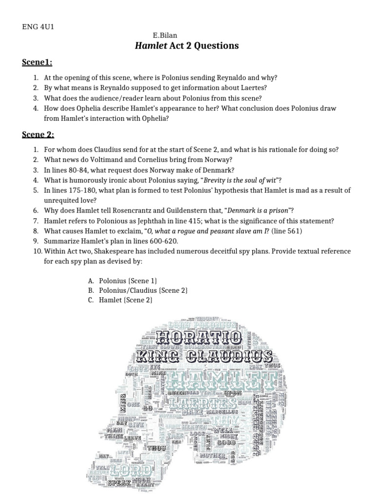Hamlet Act Two Study Guide | PDF
