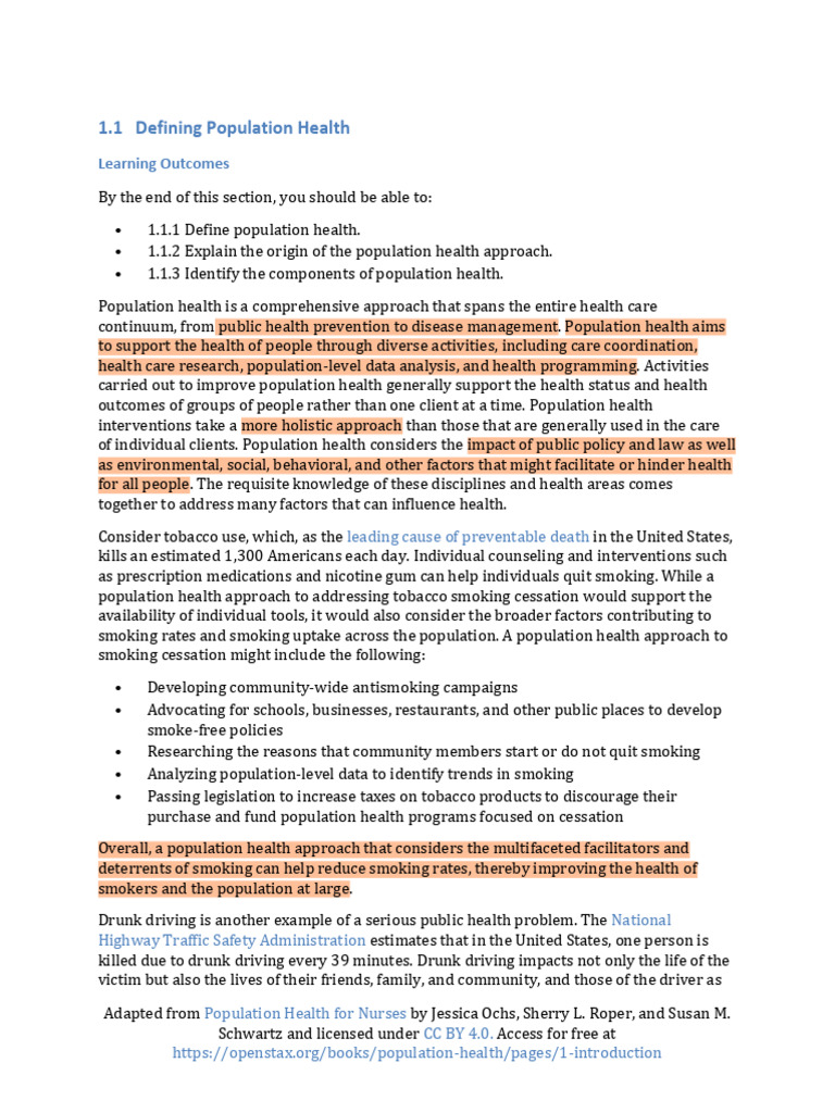 Introduction To Public Health - Define Pop Health | PDF | Risk ...