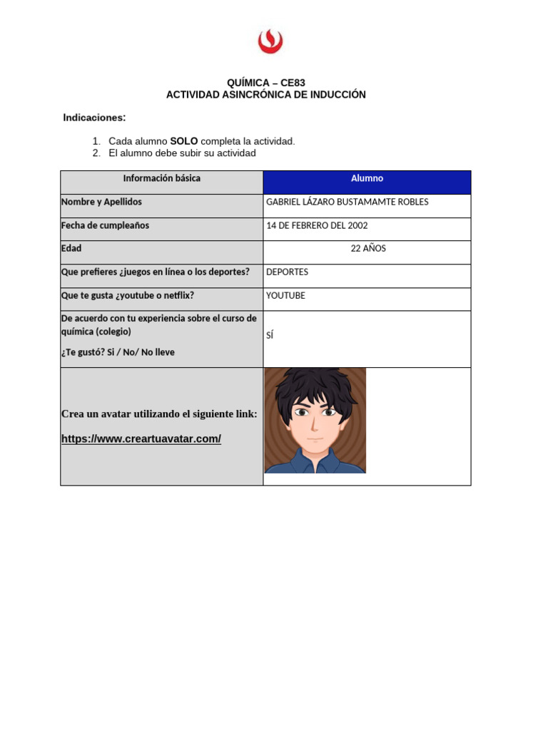 Actividad de Inducción en Química CE83 | PDF