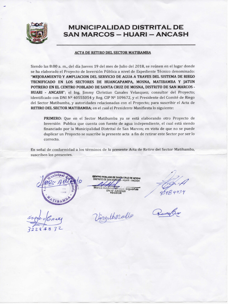 Acta de Retiro | PDF