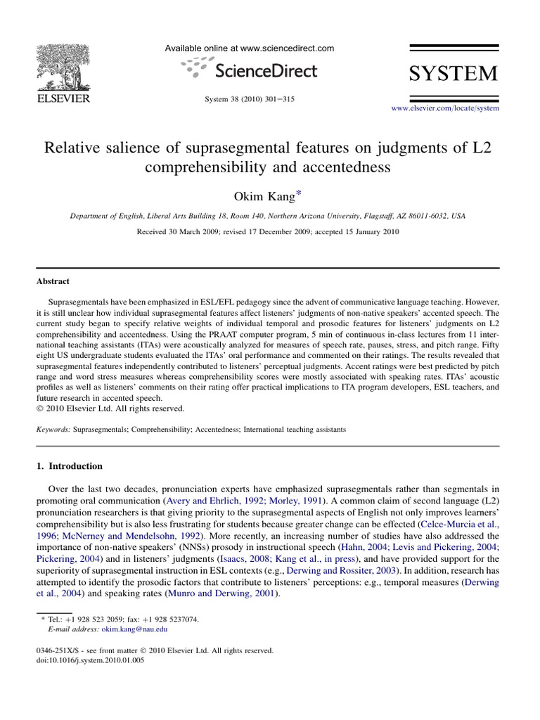 Kag-Relative Salience of Suprasegmental Features On Judgements of Comprehensibility and ...