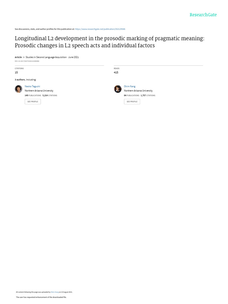 Taguchi - Hirsch - Kang-Longitudinal L2 Development in The Prosodic ...