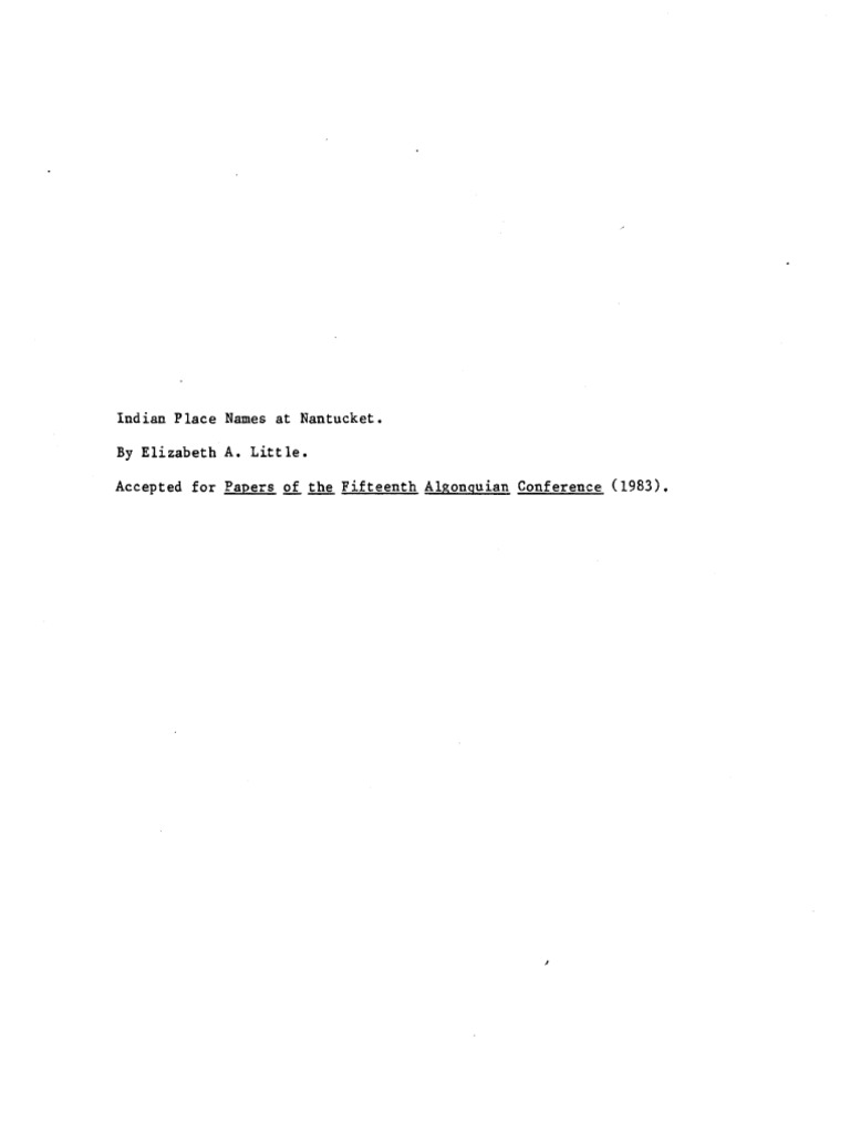 Nan Port 13 Indian Place Names | PDF | Nantucket