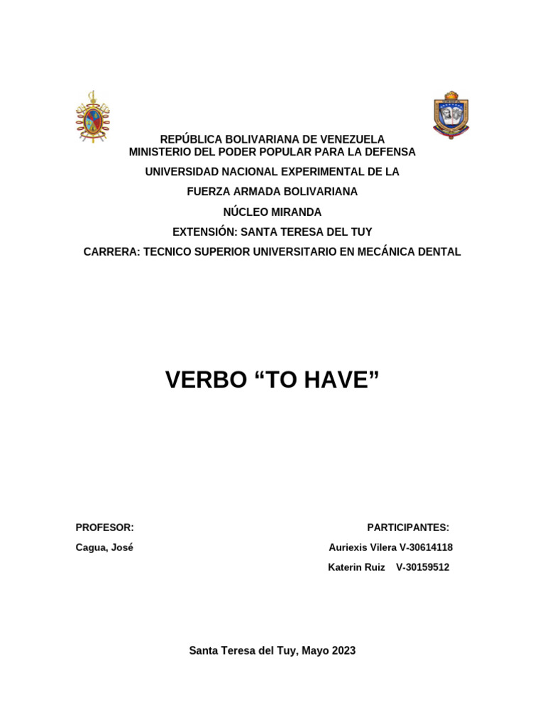 Uso del verbo "to have" en inglés | PDF | Verbo | Mano