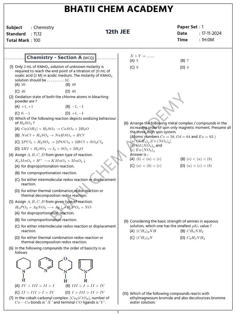 12th JEE 1731735533 | PDF | Sulfate | Chlorine