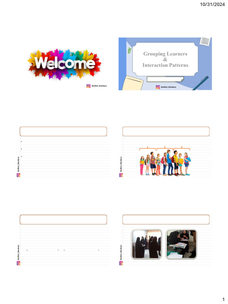 Handout (Grouping & Interaction Patterns) | PDF | Learning | First Language Handout (Grouping & Interaction Patterns) | PDF | Learning | First Language