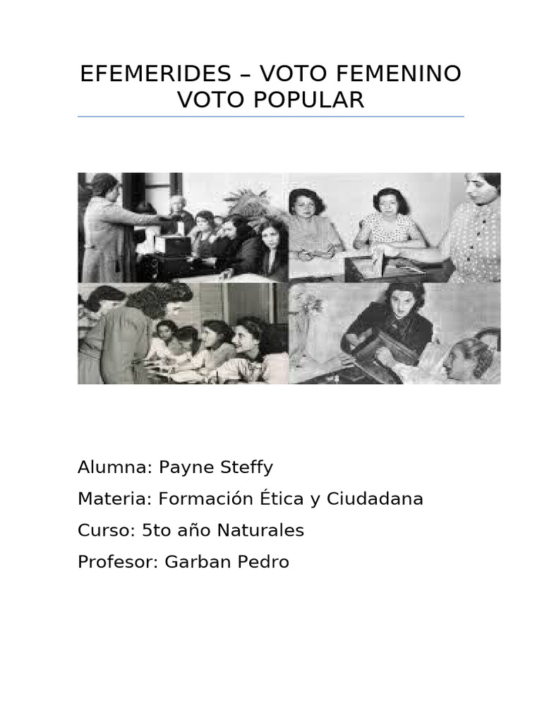 Efemerides Voto Femenino | PDF | Votación | Sufragio de las mujeres