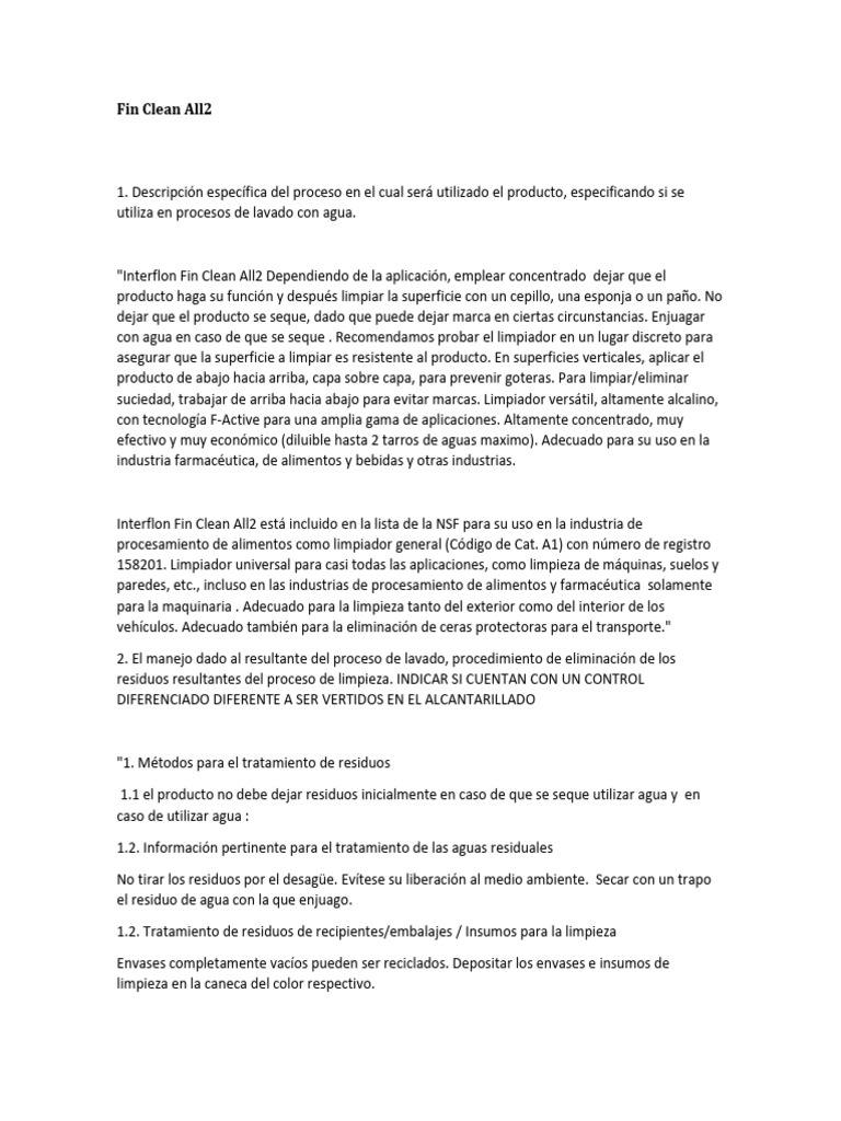 Fin Clean All2 | PDF | Agua | Residuos