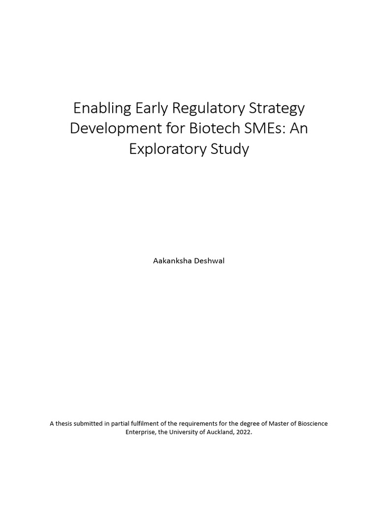 Enabling Early Regulatory Strategy Development For Biotech SMEs | PDF | Food And Drug ...