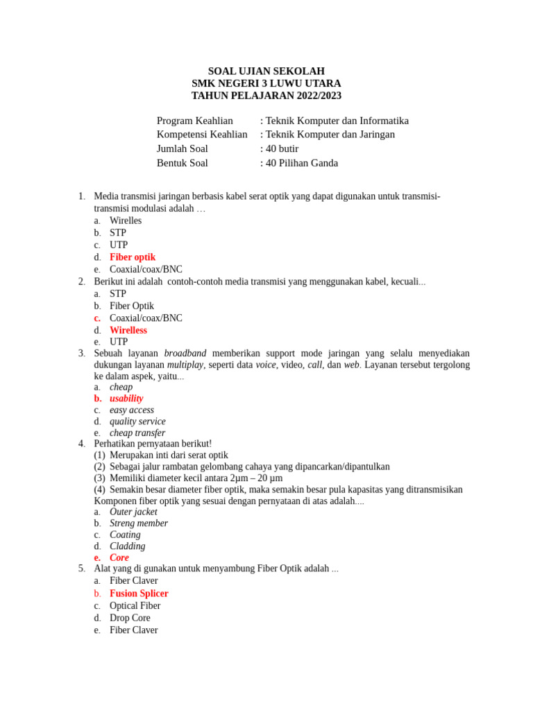 Soal-Us-Tkj 2023 | PDF