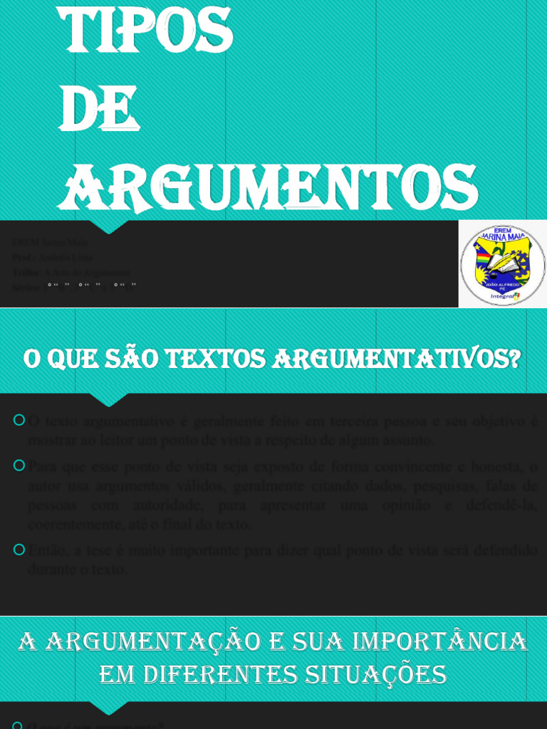 Tipos de Argumentos-Trilha - 3° Anos - B.C.D | PDF | Argumento