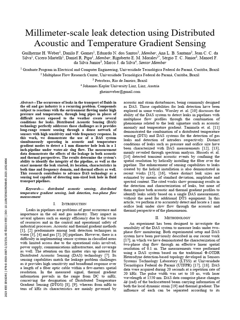 Millimeter-Scale Leak Detection Using Distributed Acoustic and Temperature Gradient Sensing | PDF
