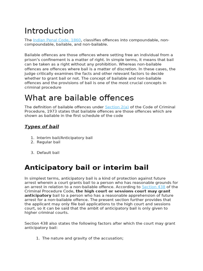 Understanding Bailable vs Non-Bailable Offences | PDF | Bail | Crimes