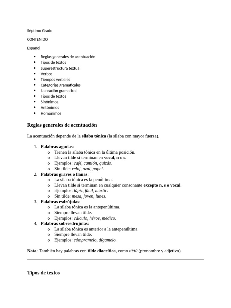 Contenidos de Séptimo Grado | PDF | Verbo | Los bosques