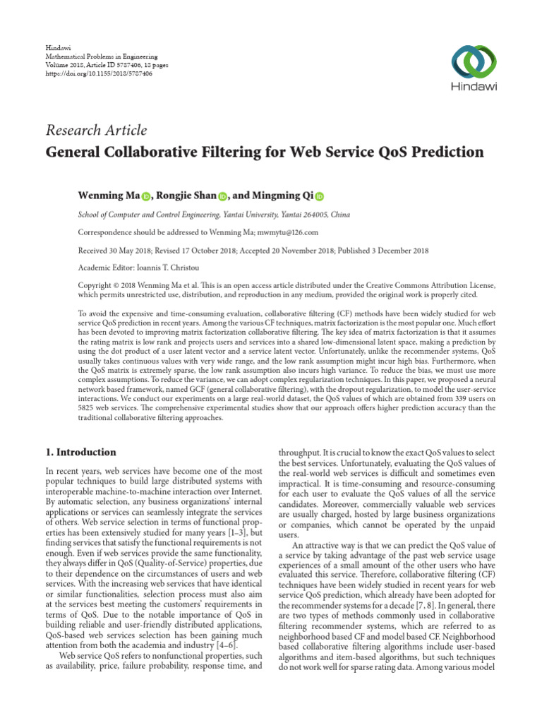 General Collaborative Filtering For Web Service QoS Prediction | PDF | Applied Mathematics