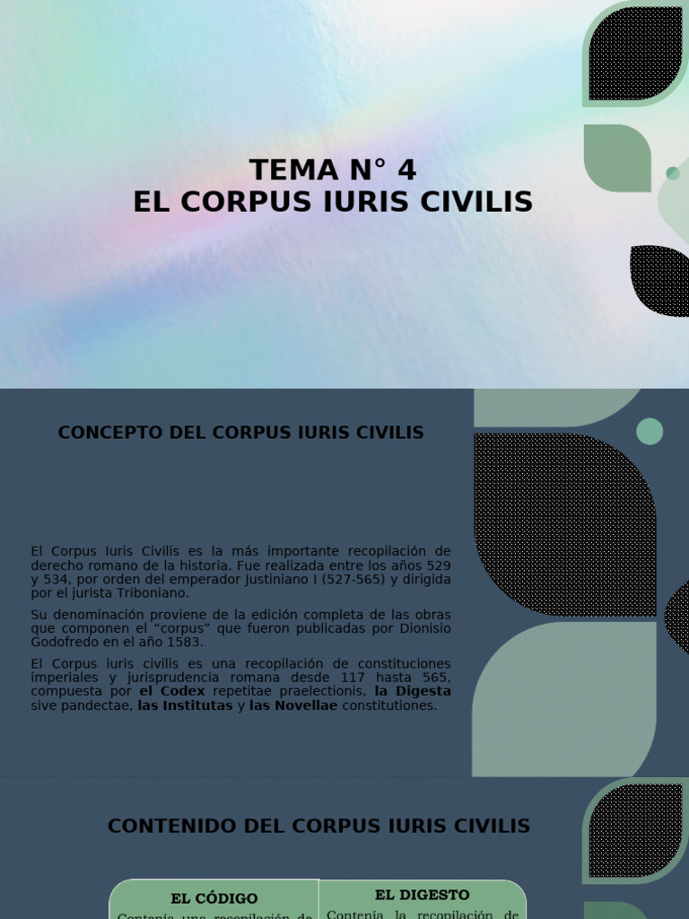 TEMA #4, El Corpus Iuris Civilis | PDF