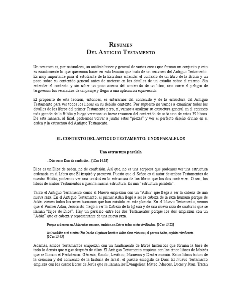 Resumen Del Antiguo Test Amen To | PDF