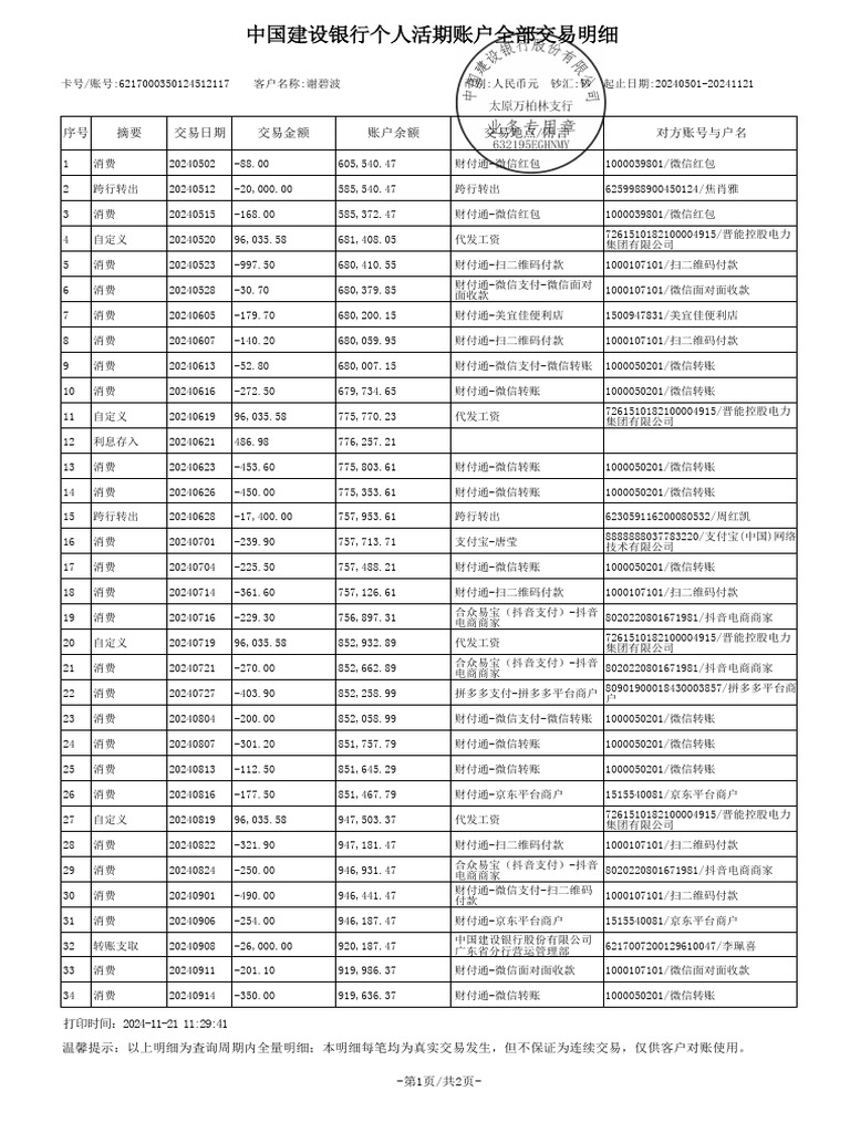 Chinese Bank Statement | PDF