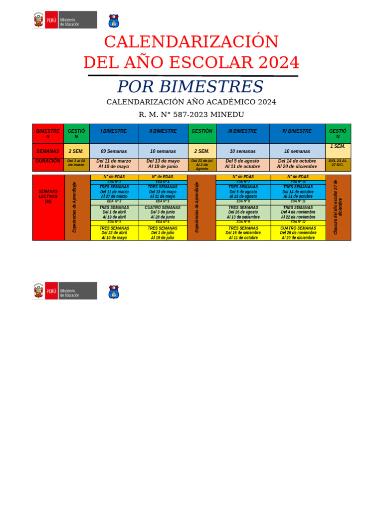 Calendarizacion 2024 | PDF | Academia