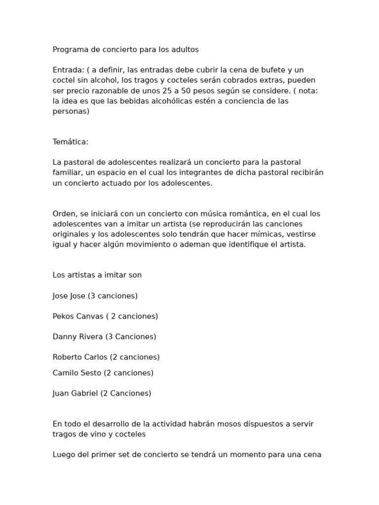 Programa de Concierto para Los Adultos | PDF